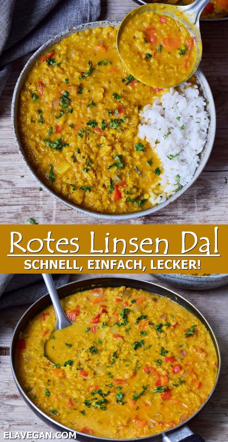 Bestes Rote Linsen Dal Rezept | Indisches Curry - Elavegan