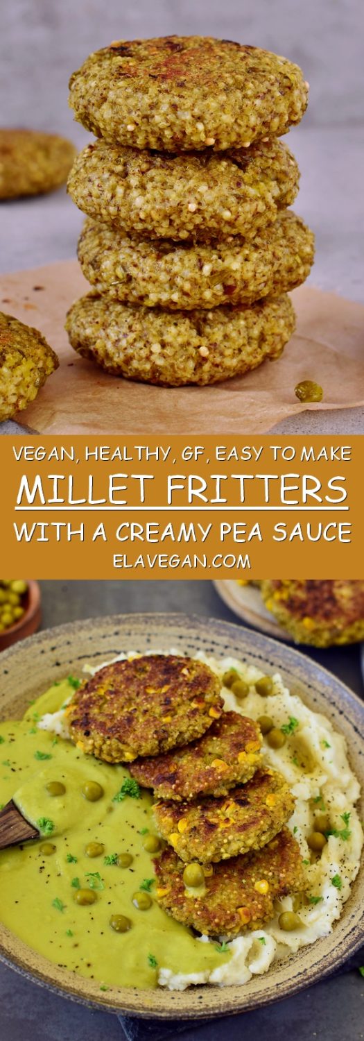 Millet fritters with a creamy sauce | vegan, healthy, gluten-free ...
