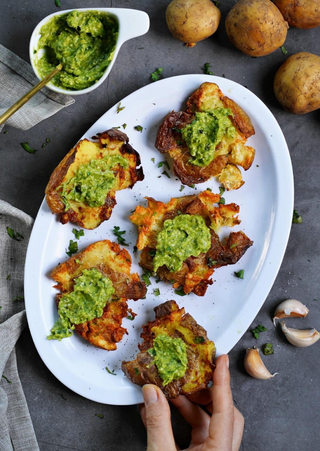 Smashed Potatoes (Baked or Air-Fried) - Elavegan