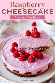 Vegan Raspberry Cheesecake (No-Bake) - Elavegan